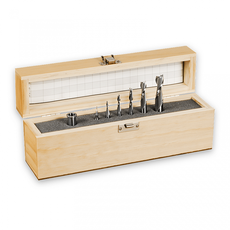 7-piece Solid Carbide Boxed Bit Set - F1600/F1/F2 1606C - Leigh Tools a ...